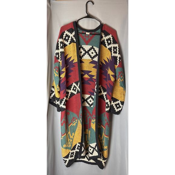 Sweaters | Vintage Western Cardigan Duster Open Front Aztec ...